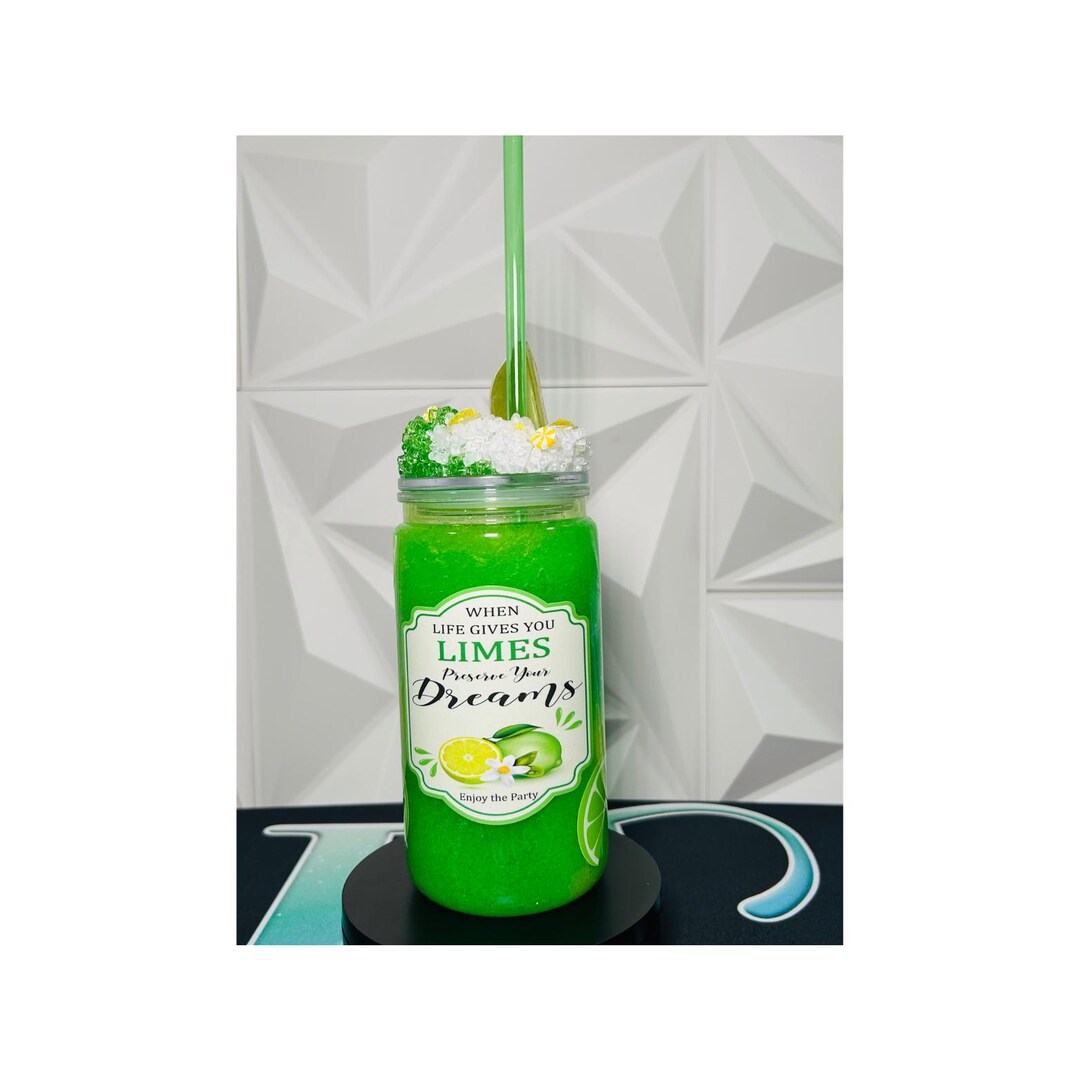Lime Slushy Snow Globe Tumbler: Positive Quote 16oz Glitter Cup - Etsy