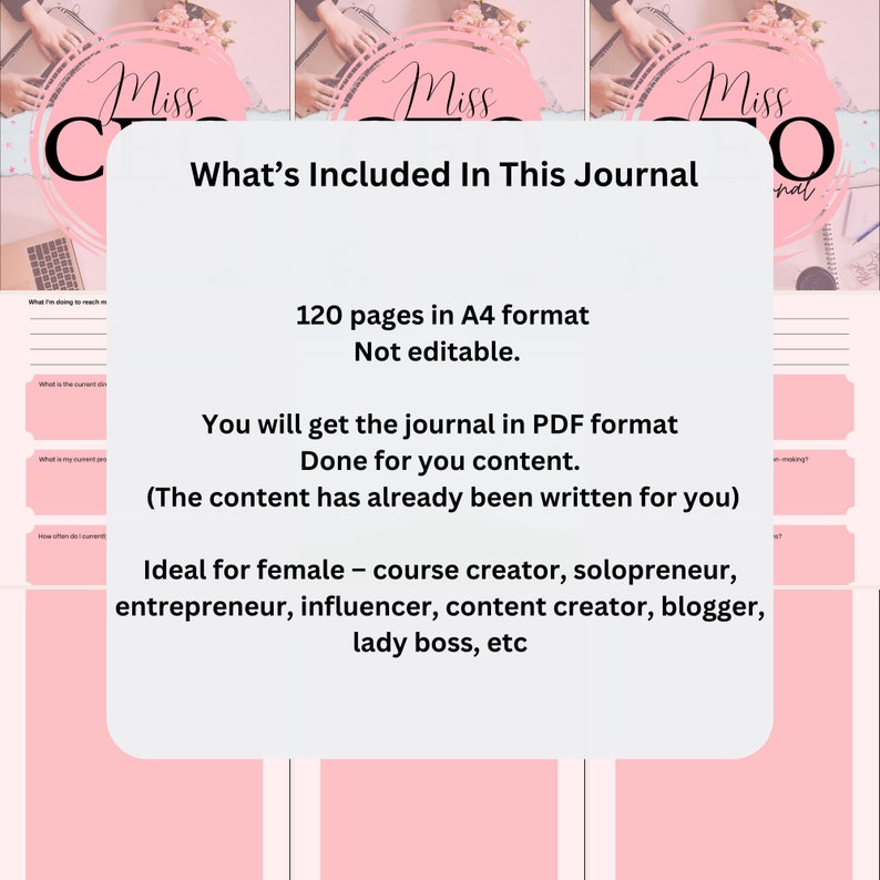 Miss CEO Journal, Printable Journal, Small Business Owner Journal ...