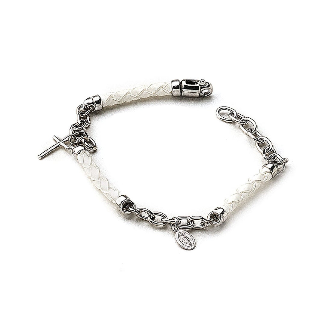 Miraculous Madonna Bracelet, Rhodium Chain Bracelet, Silver Cross ...
