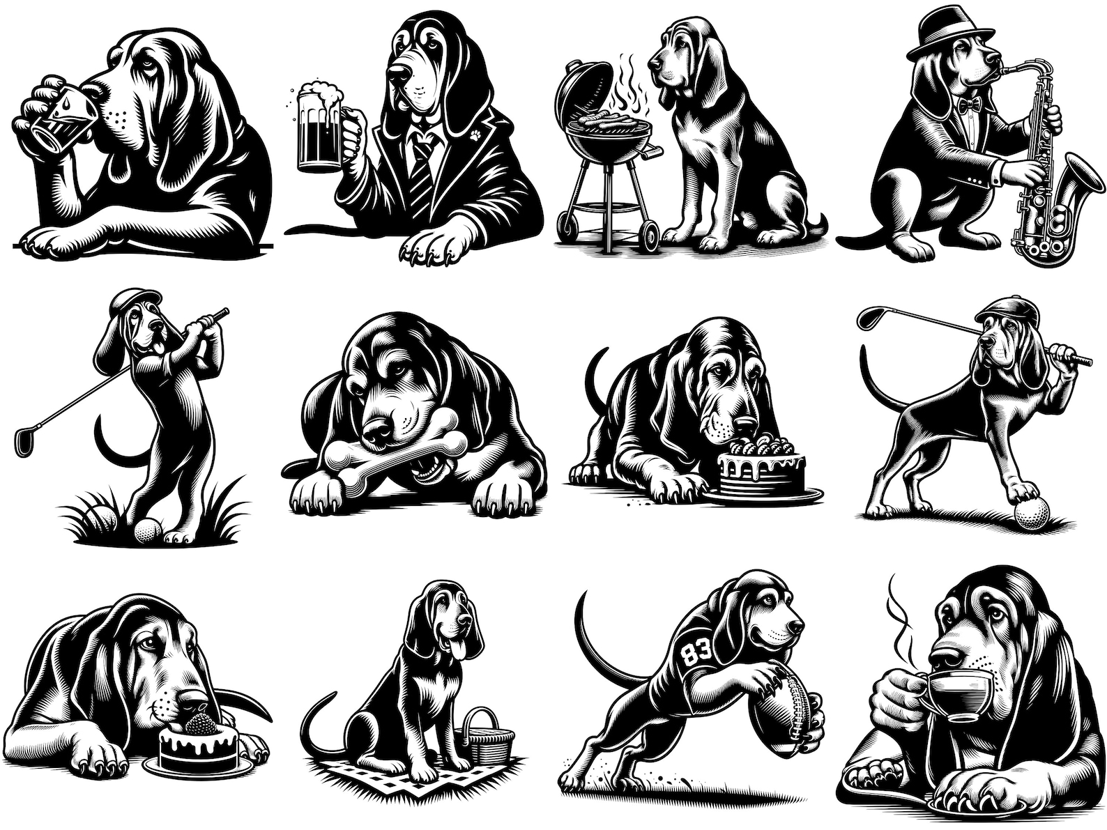 Bloodhound Svg Designs Digital Downloads - 111 Cut Svg Files DIY Vector ...