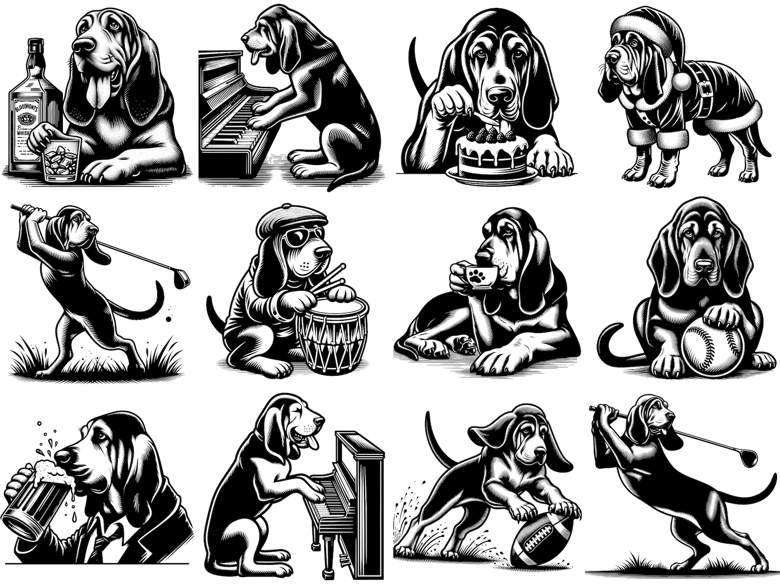 Bloodhound Svg Designs Digital Downloads - 111 Cut Svg Files DIY Vector ...