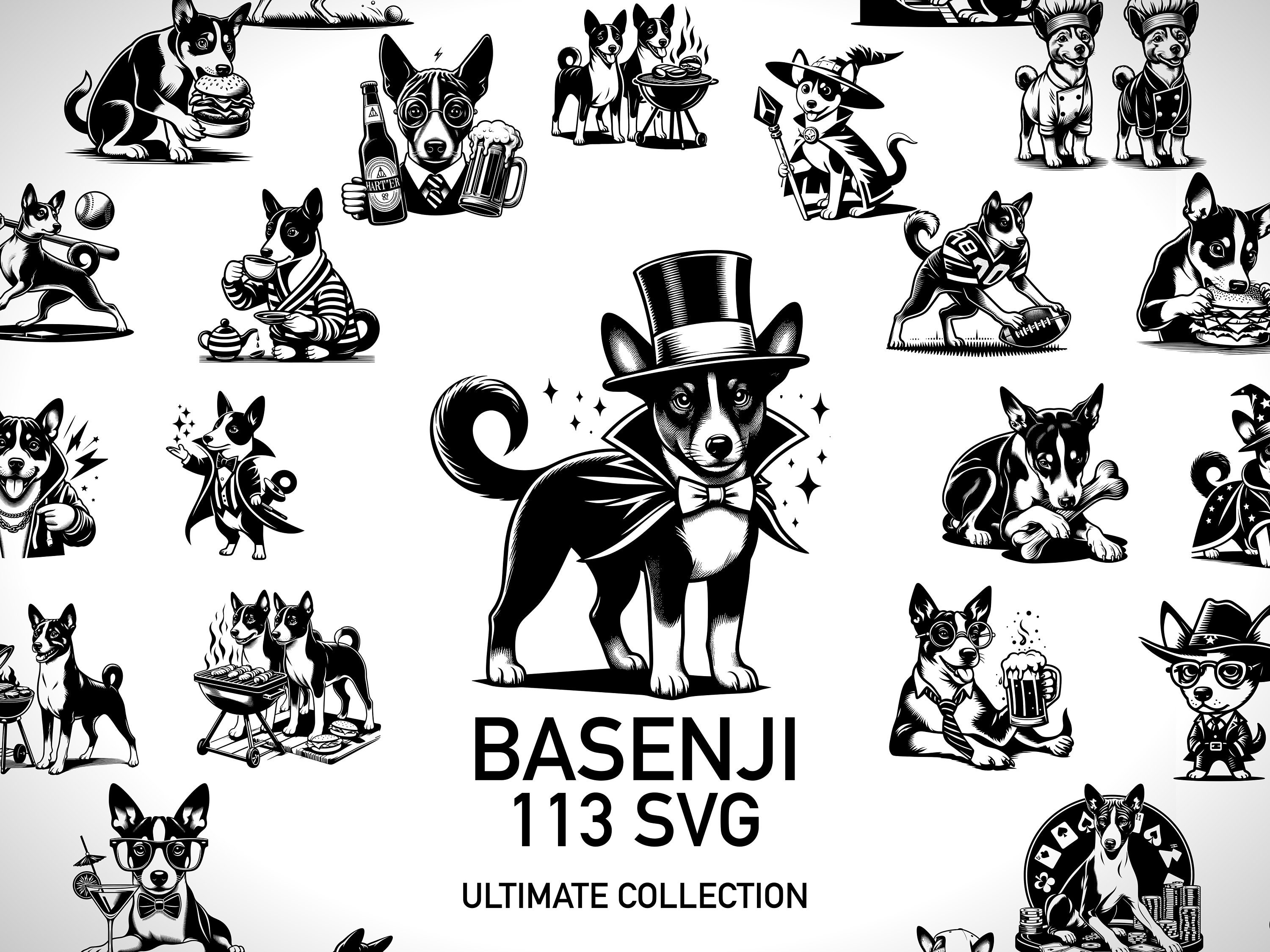 Basenji Dog Silhouette Printable Art Congo Dog 113 Cut Svg Files ...