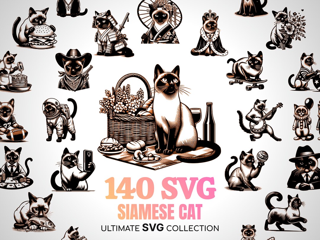 Siamese Cat SVG File for Cricut Siamese Cat Decor Cat Mom SVG Gift for ...