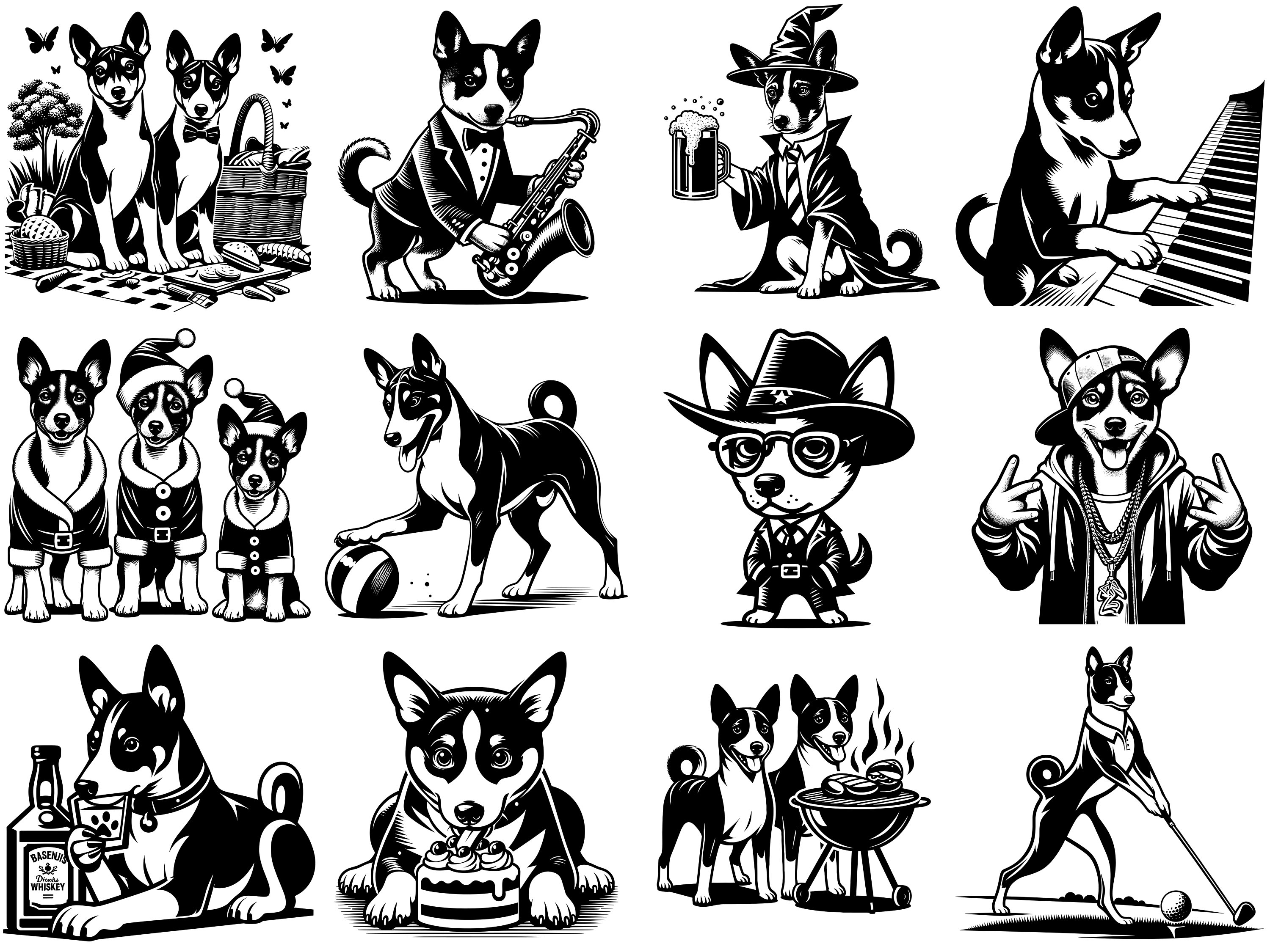 Basenji Dog Silhouette Printable Art Congo Dog 113 Cut Svg Files ...