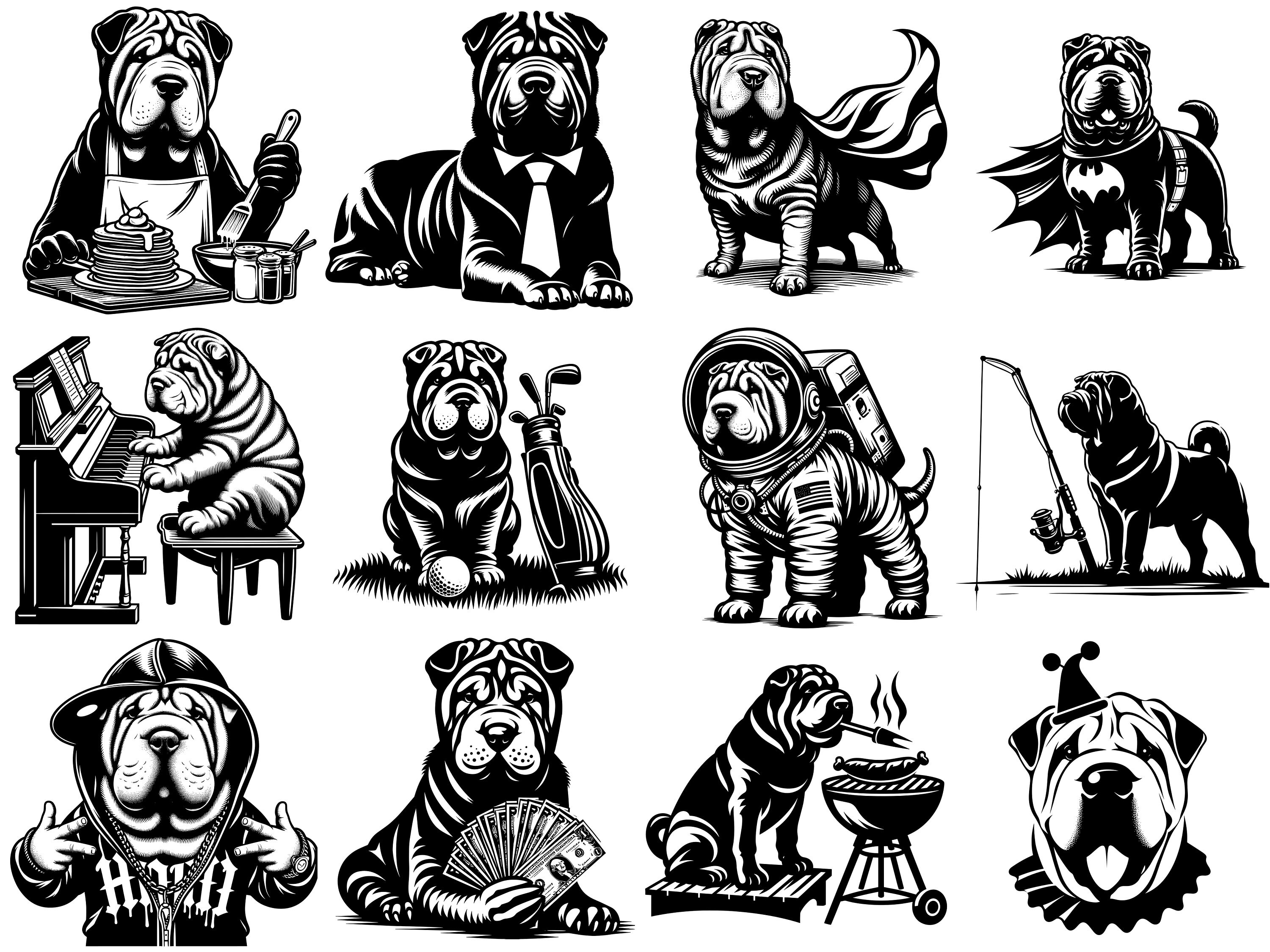 Shar Pei Silhouette Digital Downloads Dog Svg Bundle - 121 Cut Files ...