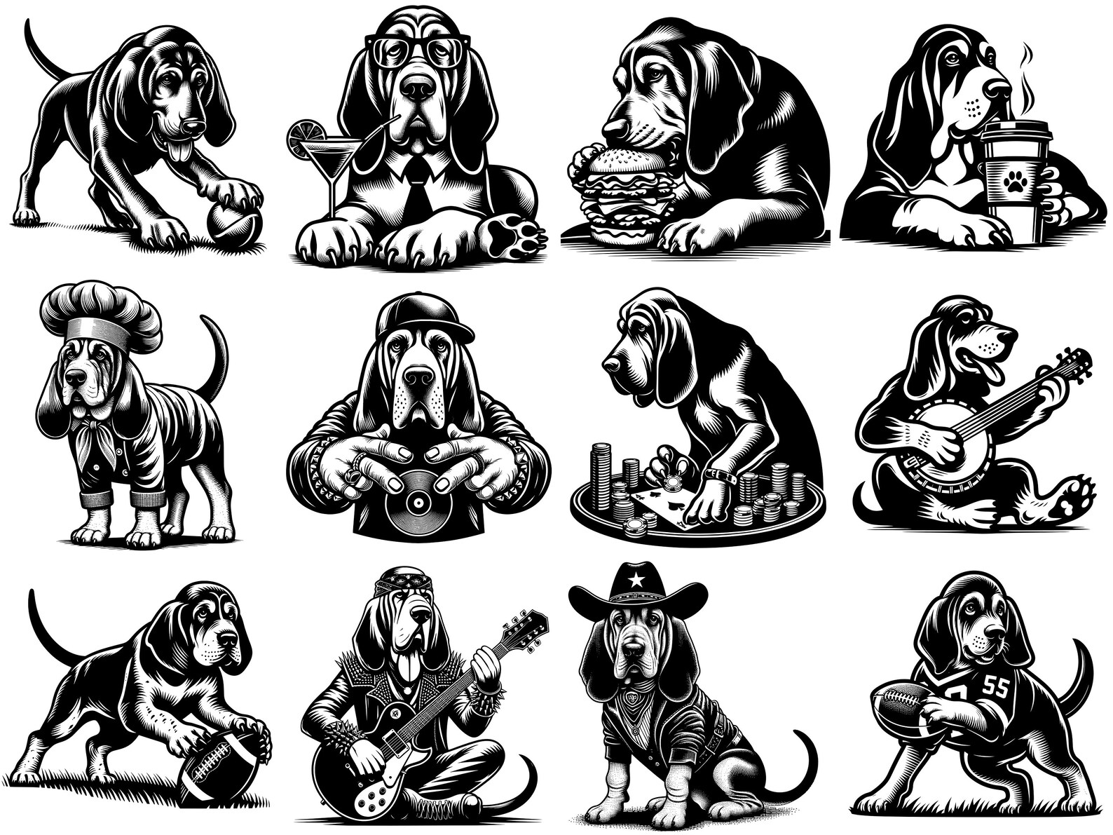 Bloodhound Svg Designs Digital Downloads 111 Cut Svg Files DIY Vector ...