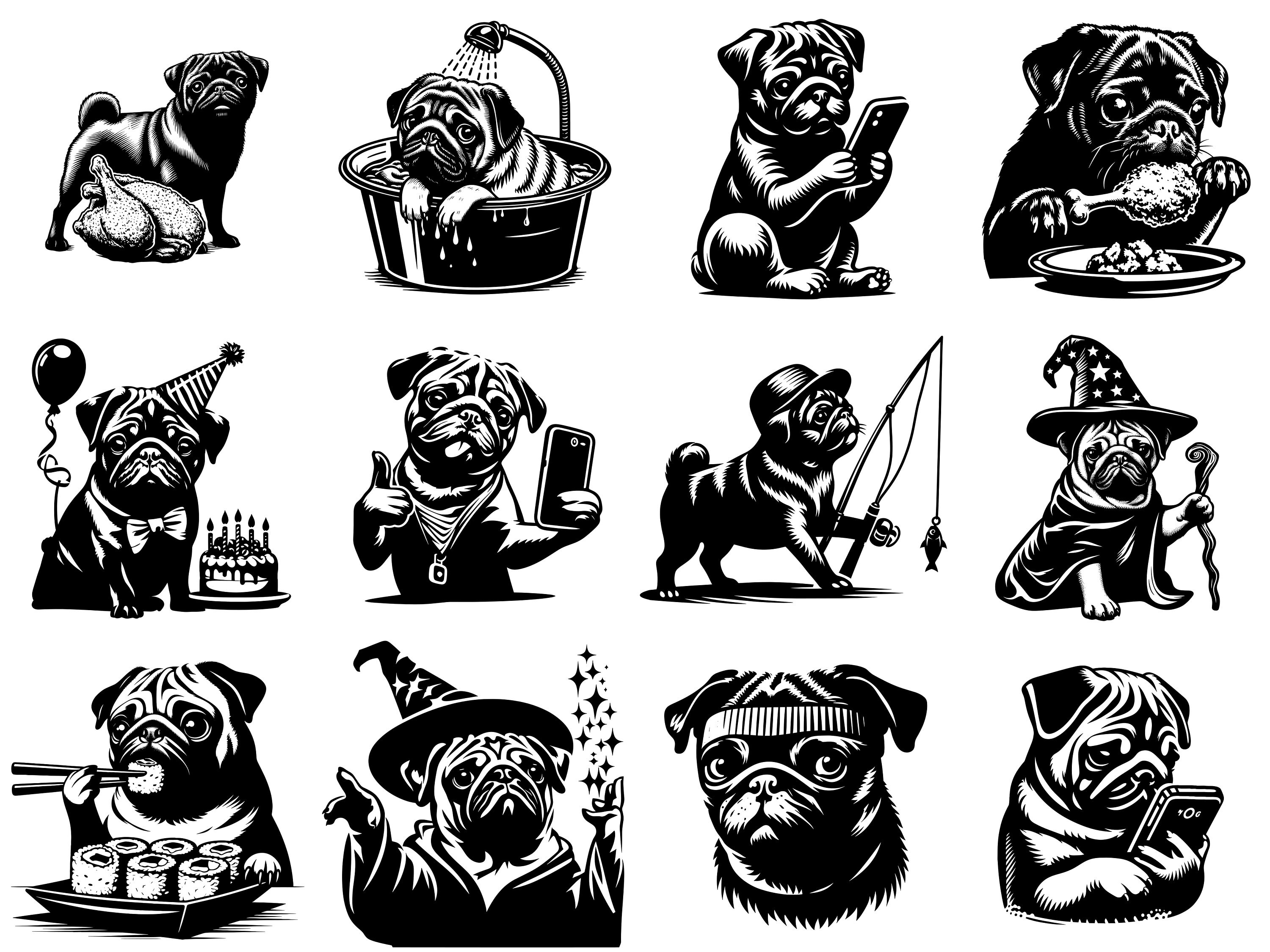 Pug Svg Dog Lover Svg Bundles Collection - 115 Cricut Svg Files DIY ...