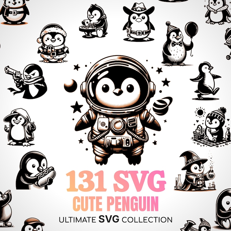 Penguin Svg - Etsy