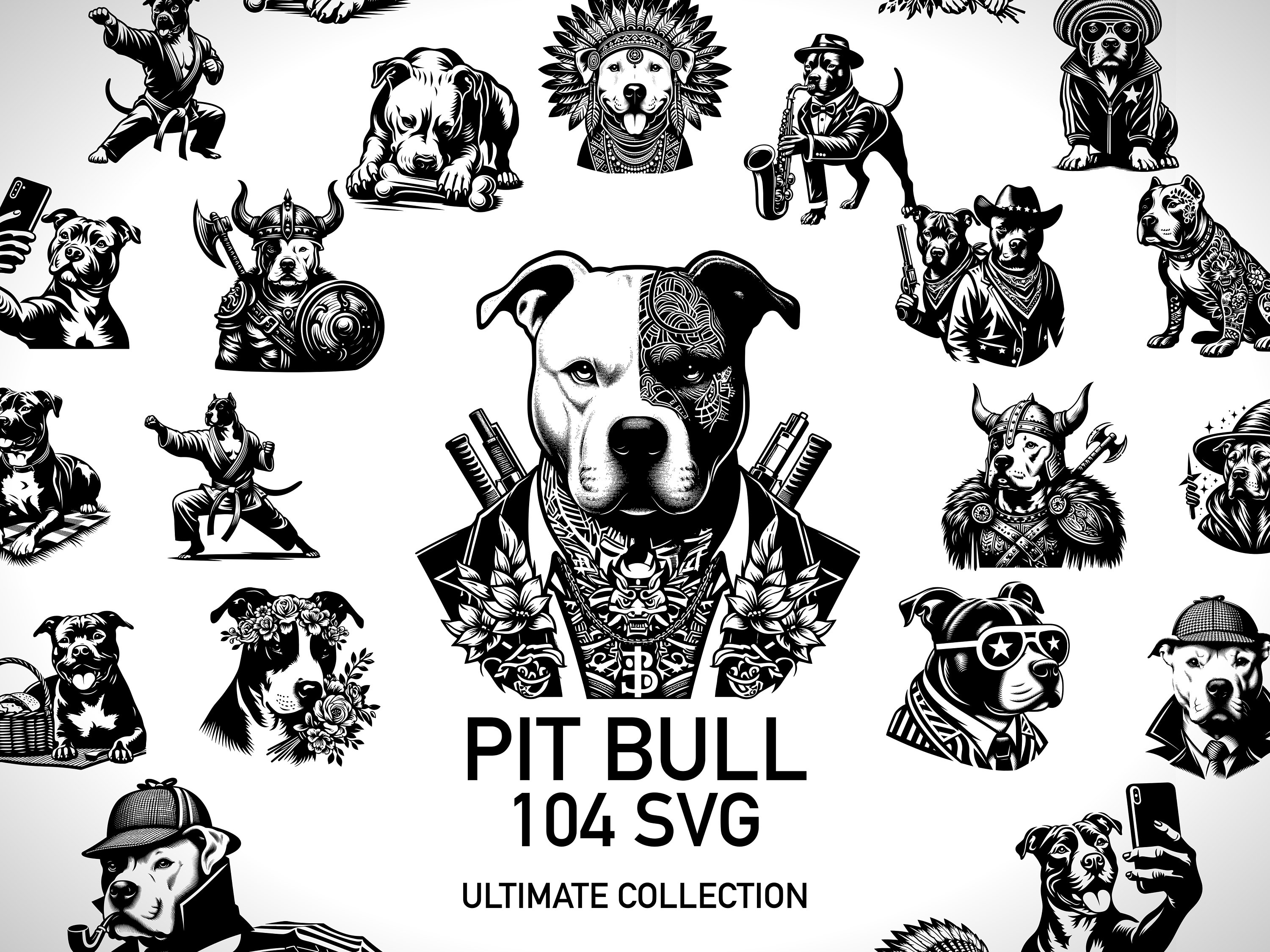 Pitbull Svg Designs Digital Print Animal Clipart - Dog Svg 104 Cut ...