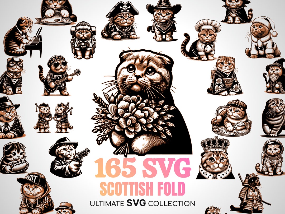 Scottish Fold SVG Owllike Folded Ears Cat Svg Scottishfold Lover Gift ...