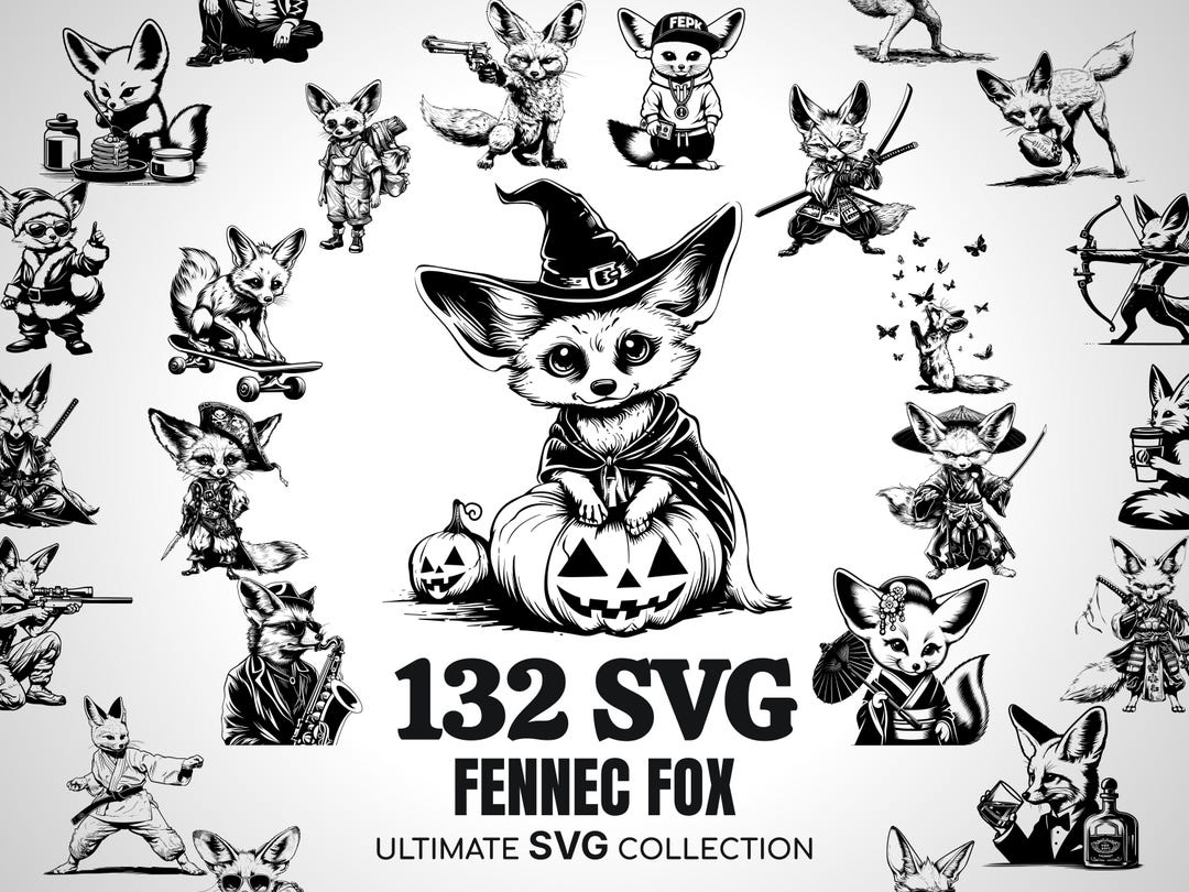 Fennec Fox SVG Clipart Files for Cricut Cute Desert Baby Fox Hunting ...