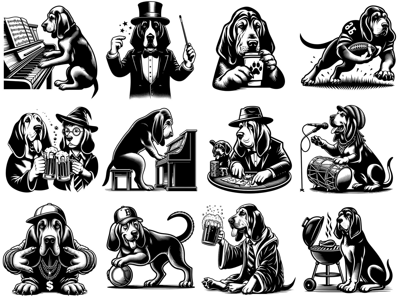 Bloodhound Svg Designs Digital Downloads - 111 Cut Svg Files DIY Vector ...