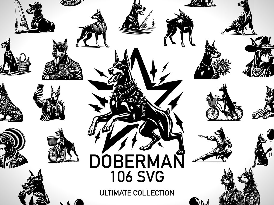 Doberman Svg Dog Art Digital Designs Digital Downloads - 106 Cut Svg ...