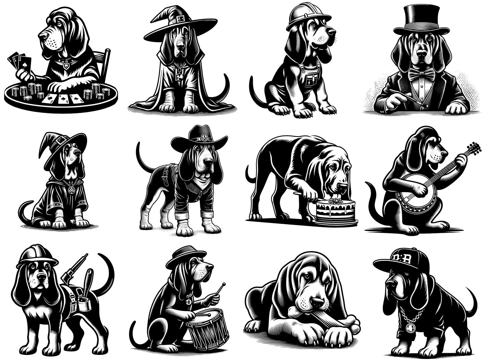 Bloodhound Svg Designs Digital Downloads - 111 Cut Svg Files DIY Vector ...