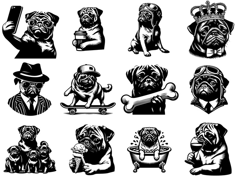 Pug Svg Dog Lover Svg Bundles Collection - 115 Cricut Svg Files DIY ...