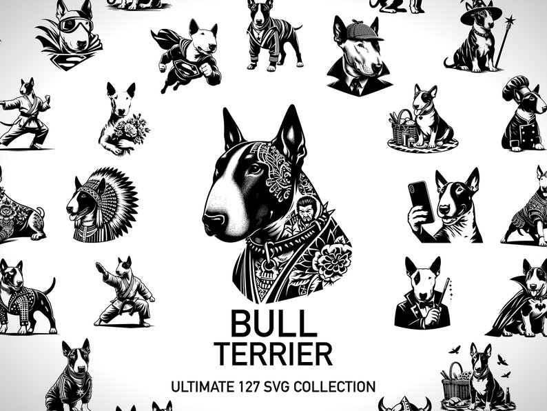 Bull Terrier Svg Bullterrier Svg Mini Bullterrier English Bull Terrier ...