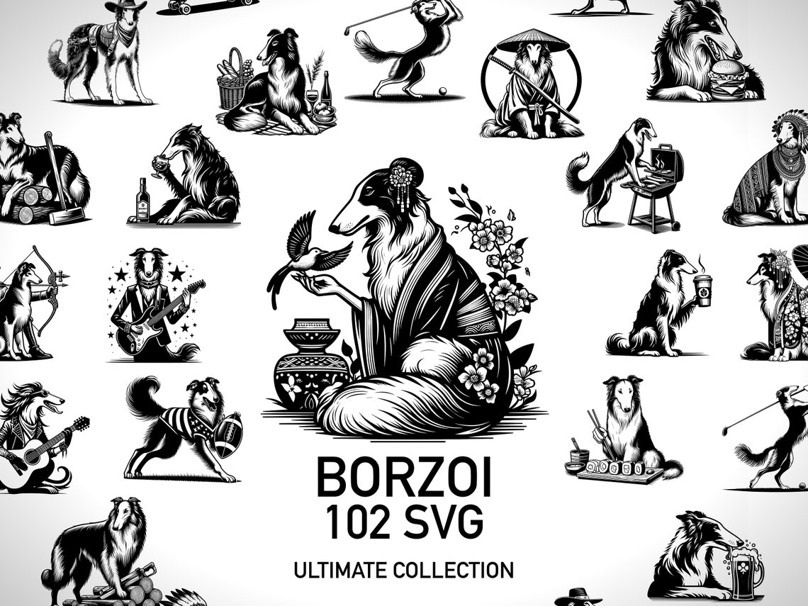Borzoi SVG Files for Cricut Russian Wolfhound SVG Borzoi Dog Dad Gift ...