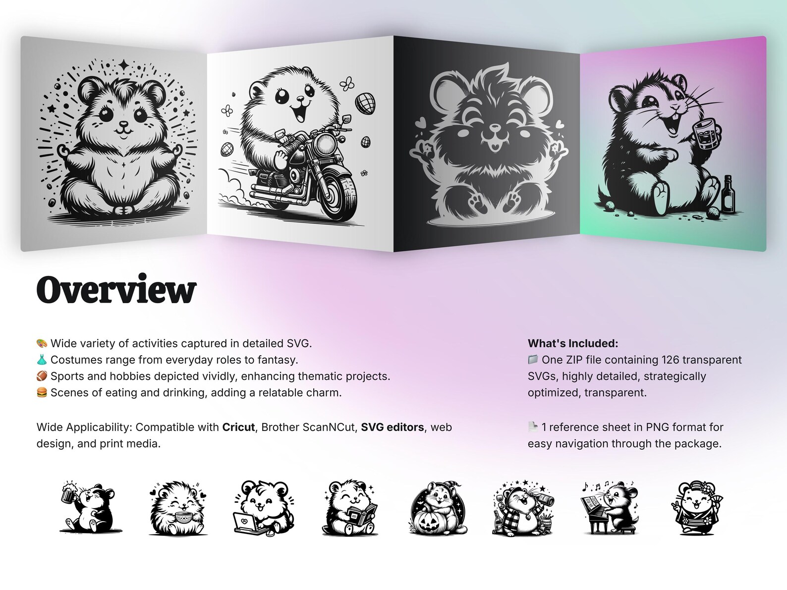 Hamster SVG Sticker SVG Kawaii SVG Hamster Mama Svg Hamster Dad Svg ...