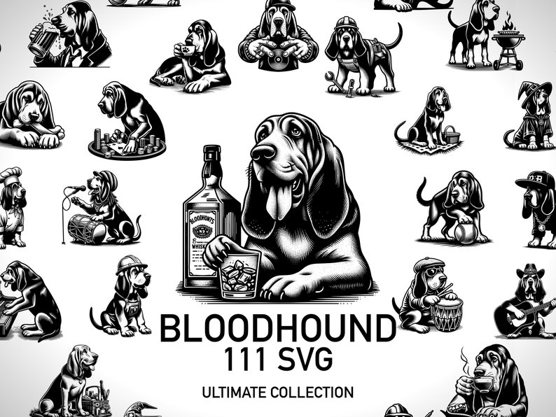 Bloodhound Svg Designs Digital Downloads - 111 Cut Svg Files DIY Vector ...