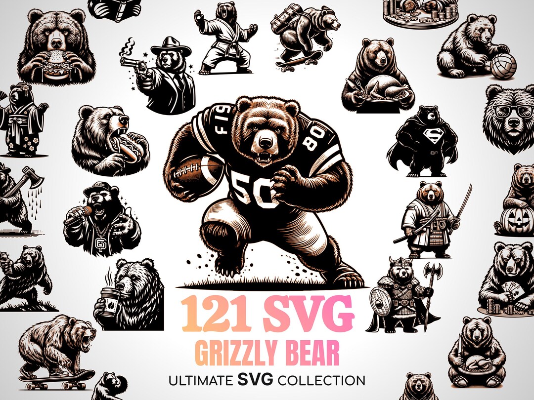 Grizzly SVG Brown Bear SVG Grizzly Bear Svg Mama Bear Svg Baby Svg Papa ...