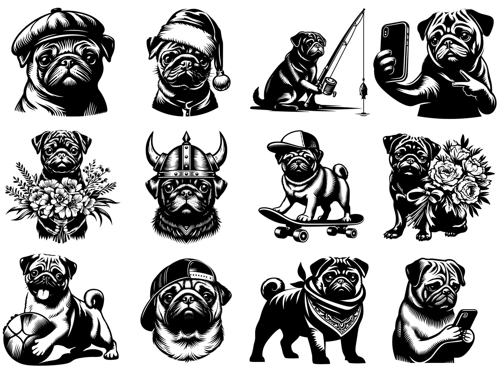 Pug Svg Dog Lover Svg Bundles Collection - 115 Cricut Svg Files DIY ...
