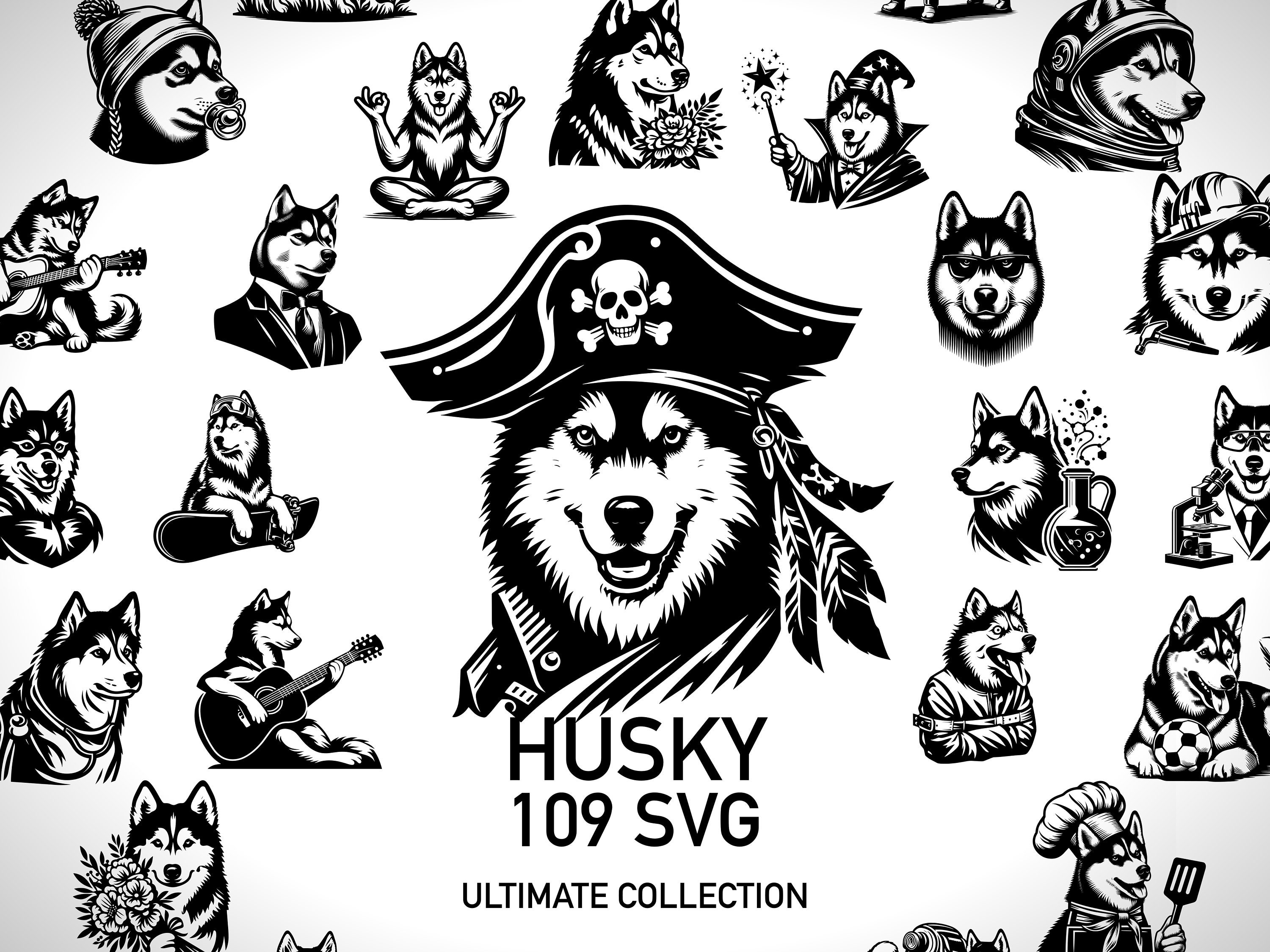 Husky Svg Husky Clipart Dog Svg Digital Designs Collection 109 Dog ...