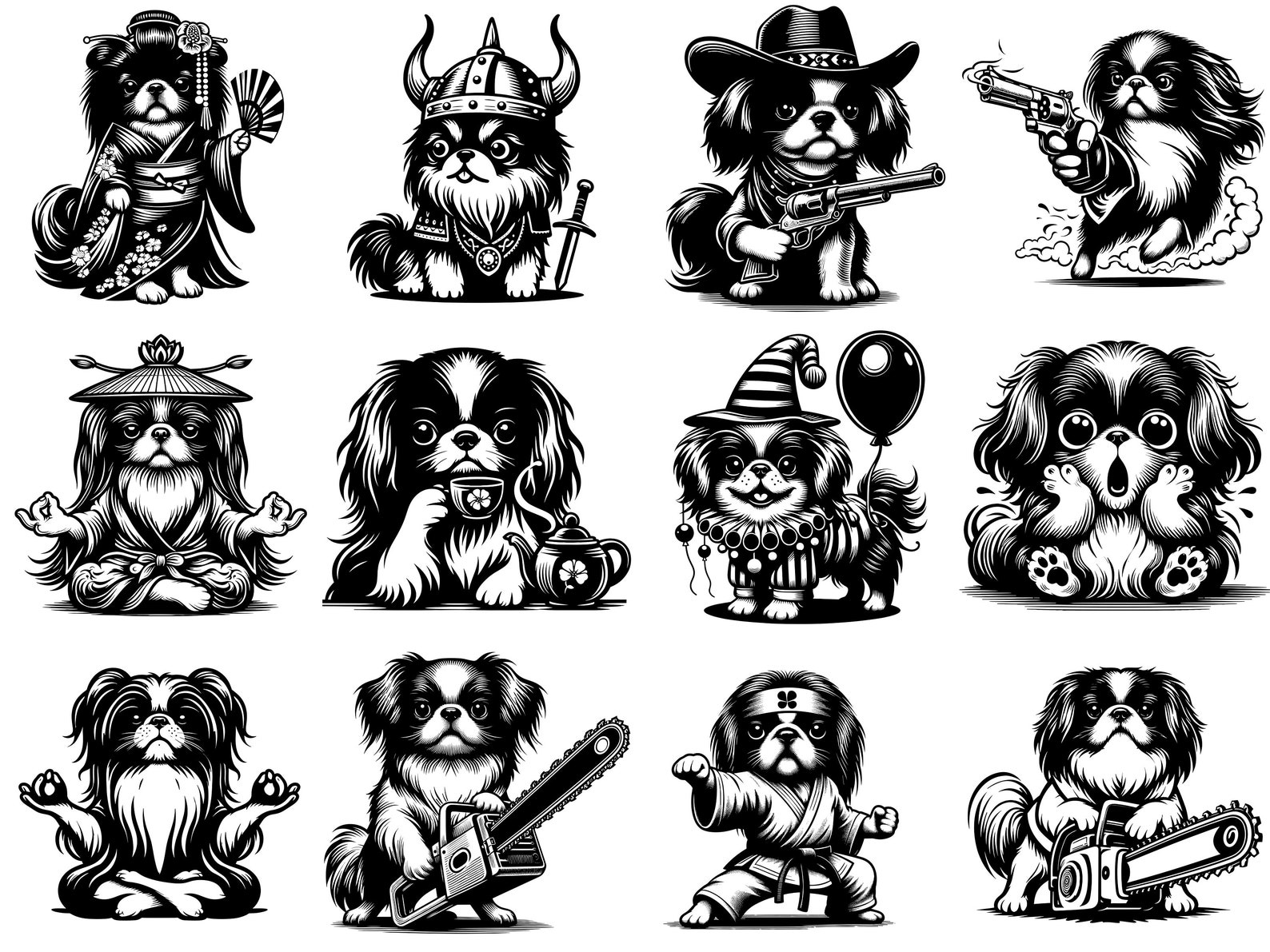 Japanese Chin Dog Svg Bundle Animal Stickers - Art Print Home Decor Dog ...