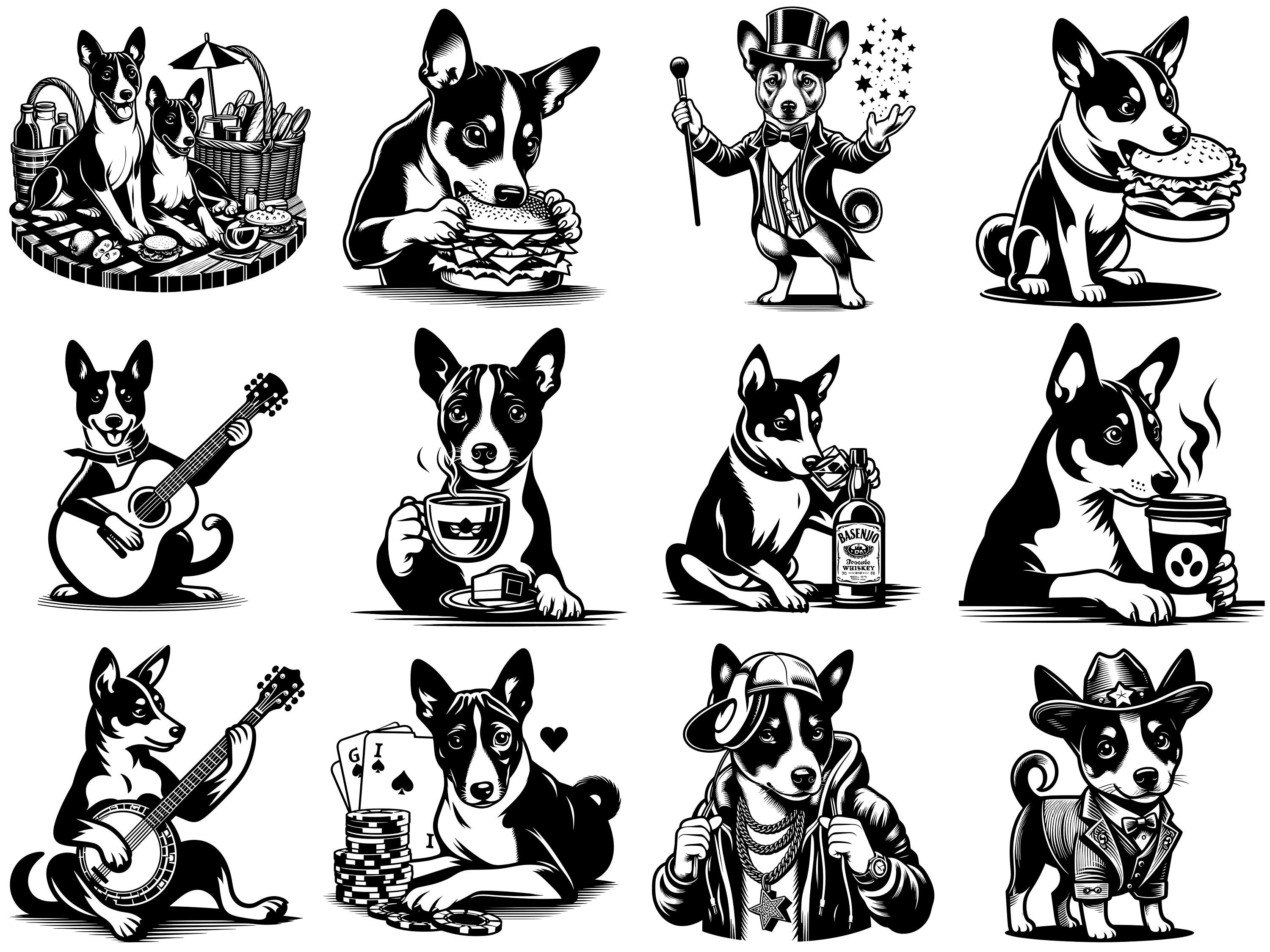 Basenji Dog Silhouette Printable Art Congo Dog 113 Cut Svg Files ...