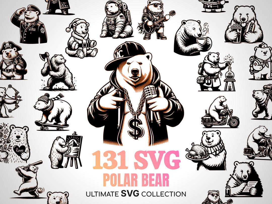 Polar Bear SVG Cute Bear Lover SVG Wildlife Winter SVG Polar White Bear ...