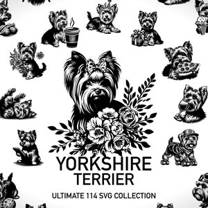 Yorkshire Terrier Svg Dog Silhouette Svg Dog Clipart - 114 Cut Files ...
