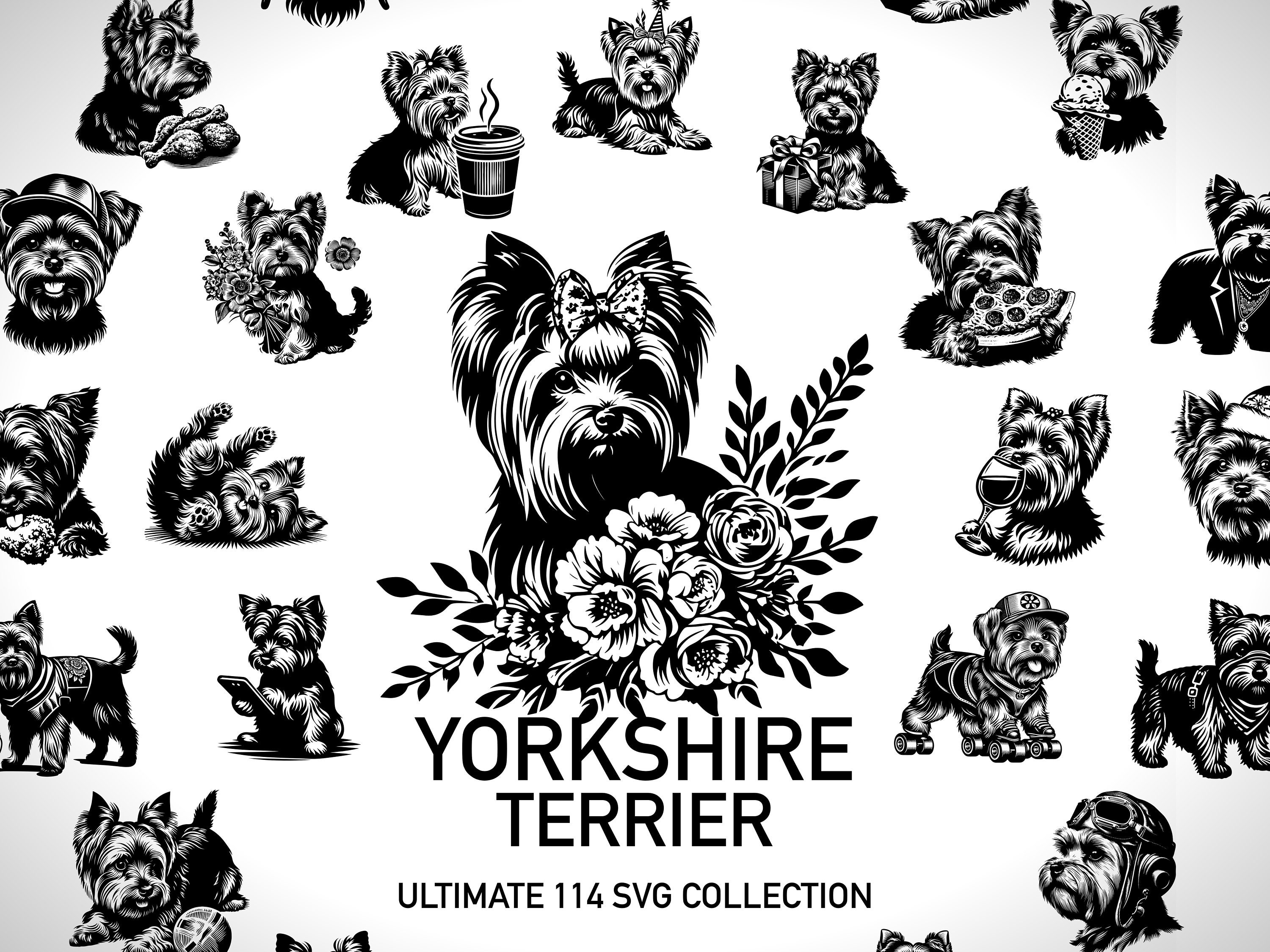 Yorkshire Terrier Svg Dog Silhouette Svg Dog Clipart 114 Cut Files ...