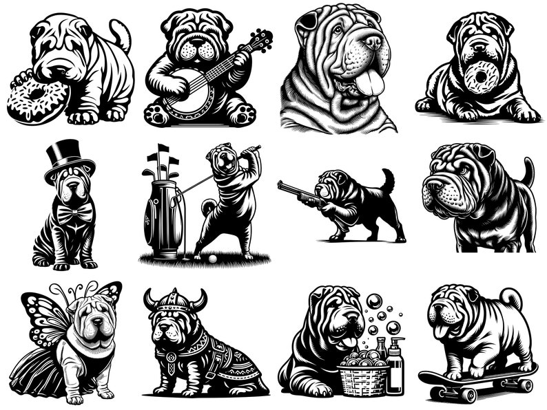 Shar Pei Silhouette Digital Downloads Dog Svg Bundle - 121 Cut Files ...