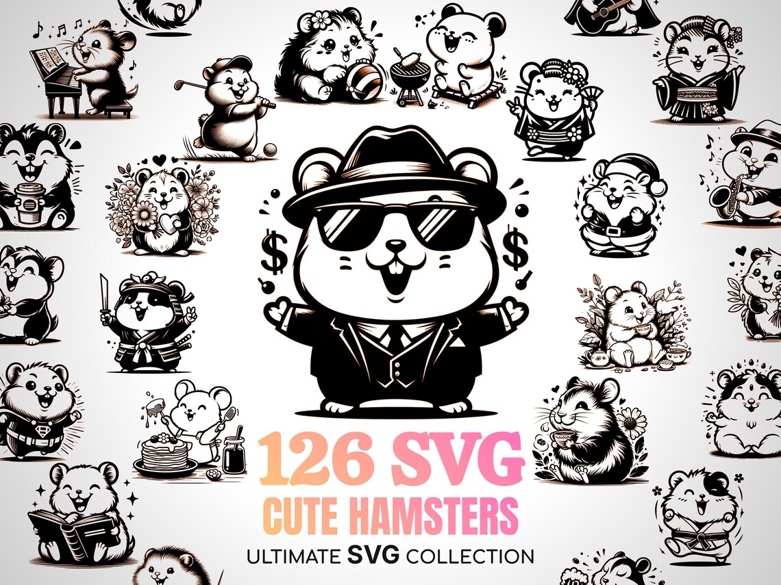 Hamster SVG Sticker SVG Kawaii SVG Hamster Mama Svg Hamster Dad Svg ...