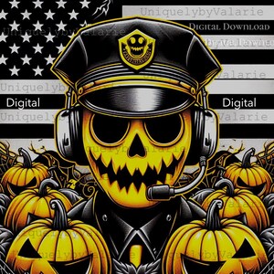 Spooky Dispatcher Halloween Digital Art Jack-o-lantern Officer Print - Etsy
