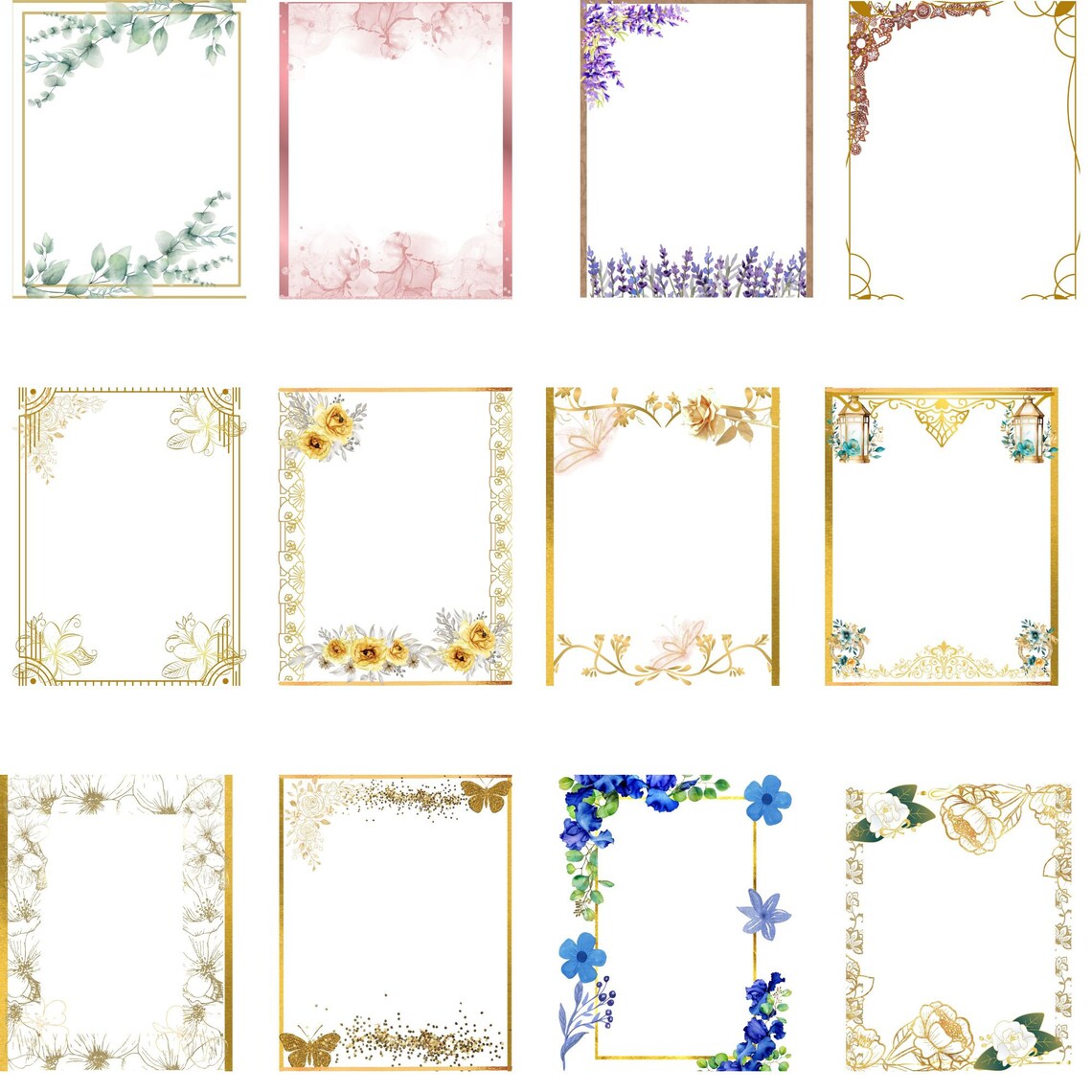 Digital Pretty Unique Flowers Border Frames Prints - Etsy