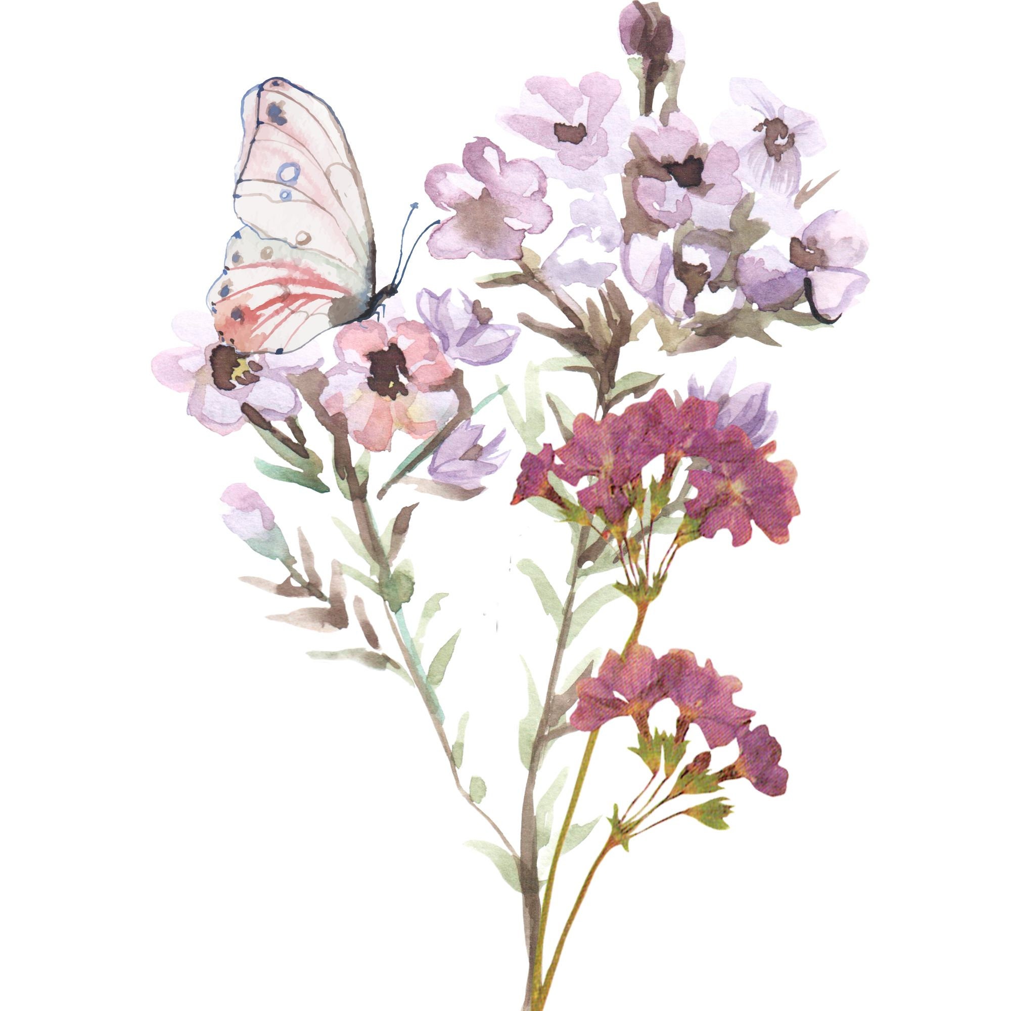 Digital Watercolor Flowers Clipart Pretty Designs - Etsy