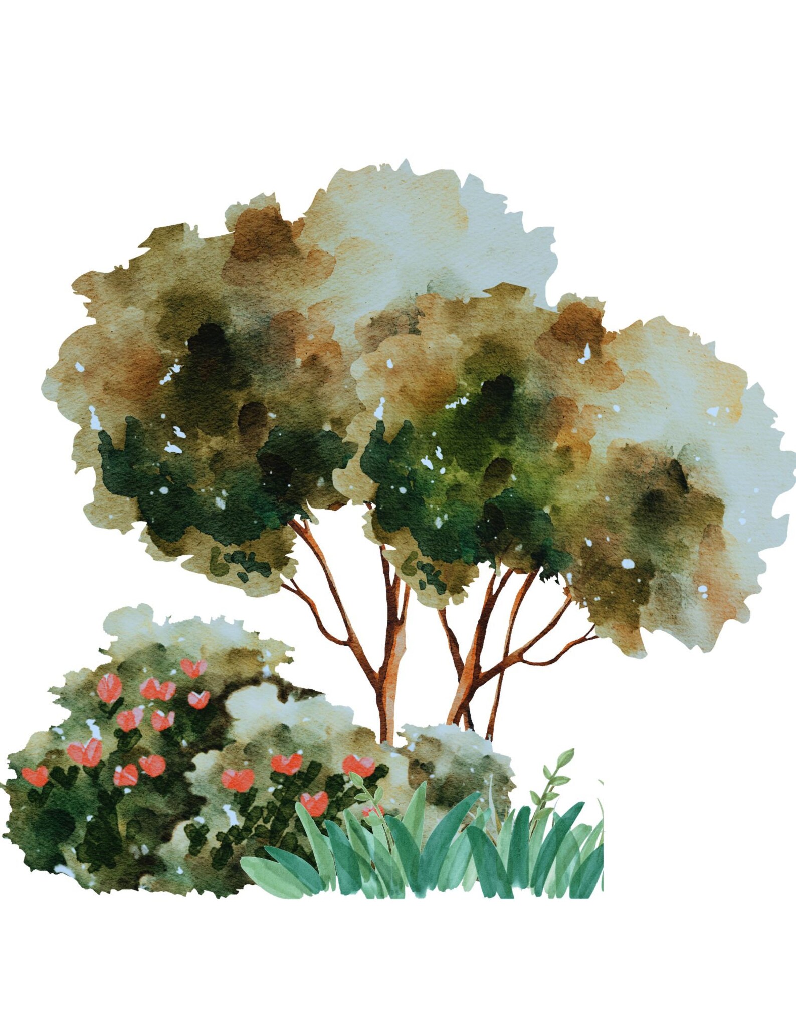 Digital Watercolor Trees Clipart Download - Etsy