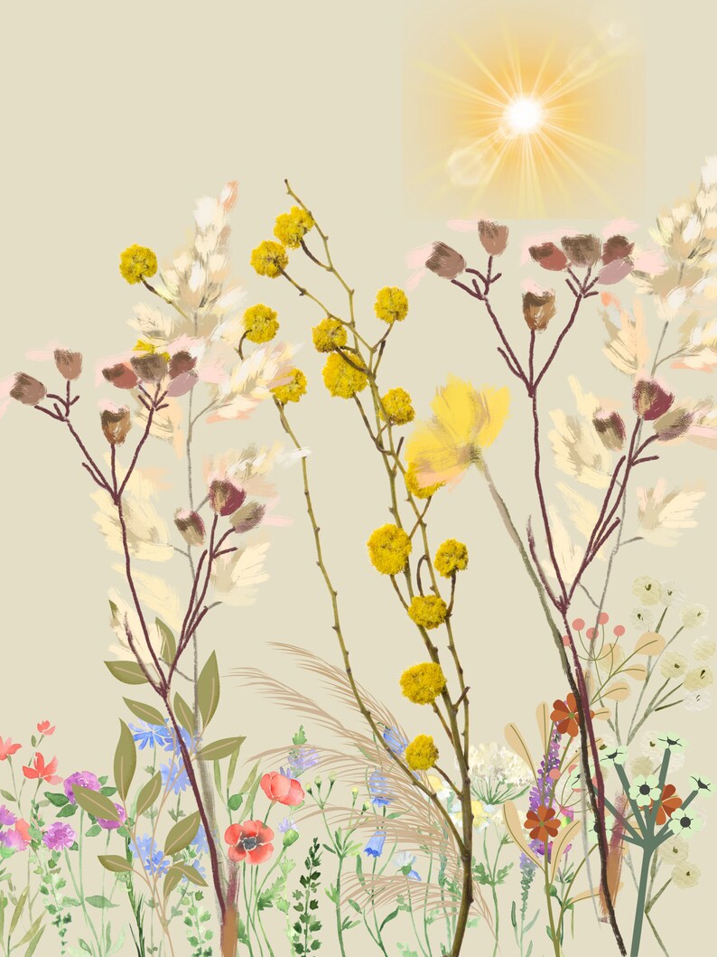 Flower Field Digital Art Print - Etsy
