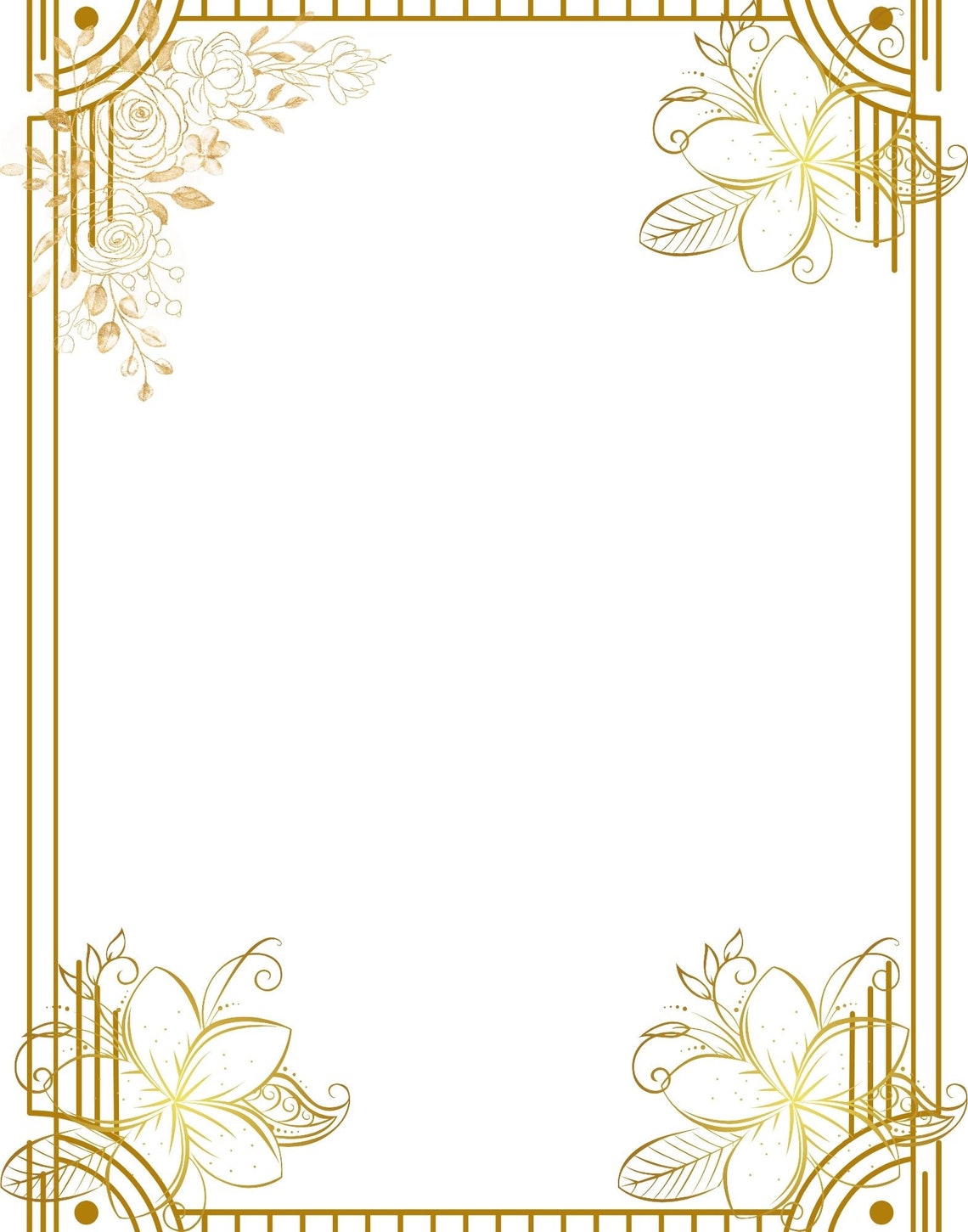 Digital Pretty Unique Flowers Border Frames Prints - Etsy