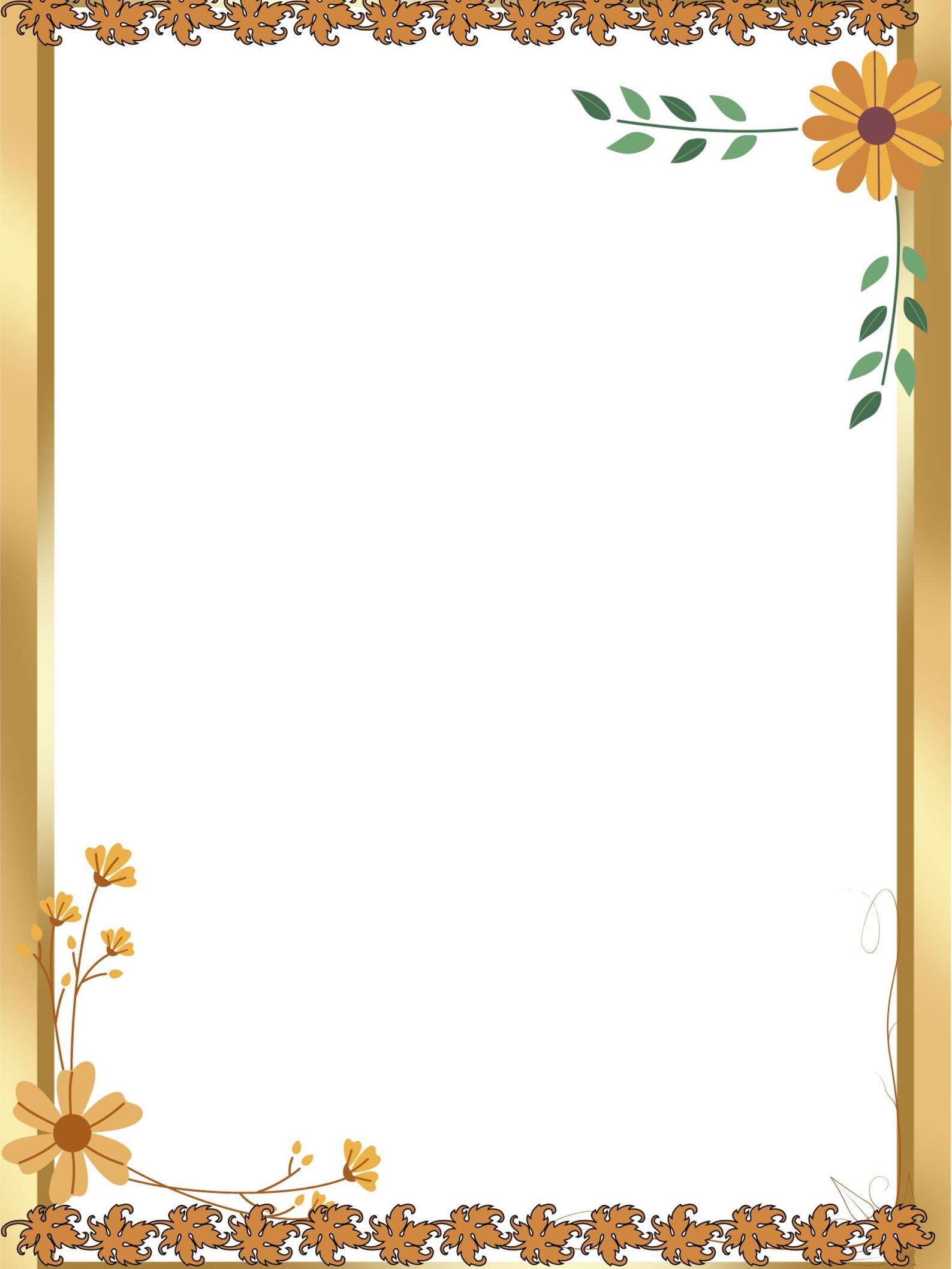 Gold Swan Flower Digital Frame Borders Print - Etsy