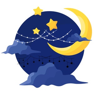 Digital Pretty Moons Clipart Print Download - Etsy