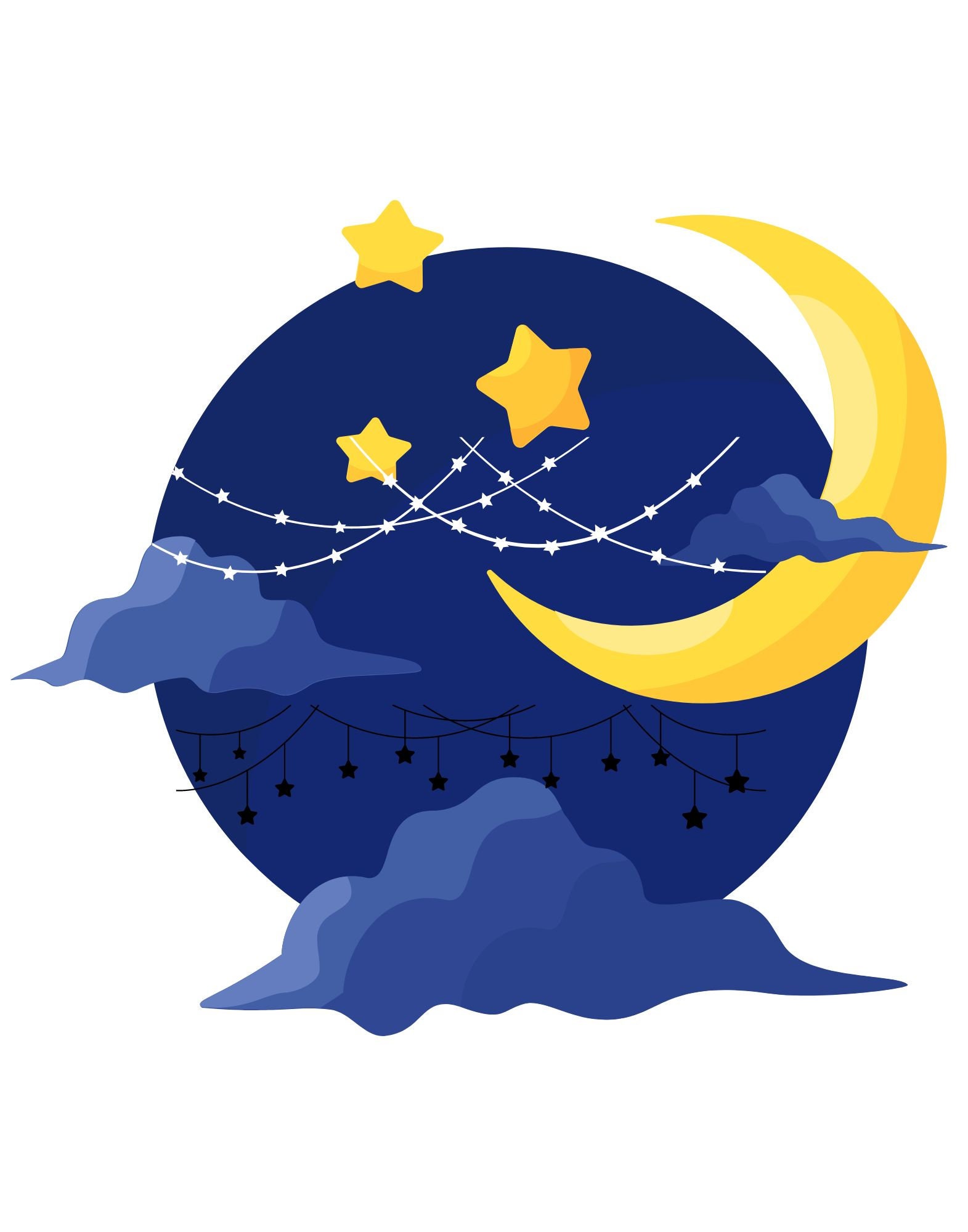 Digital Pretty Moons Clipart Print Download - Etsy