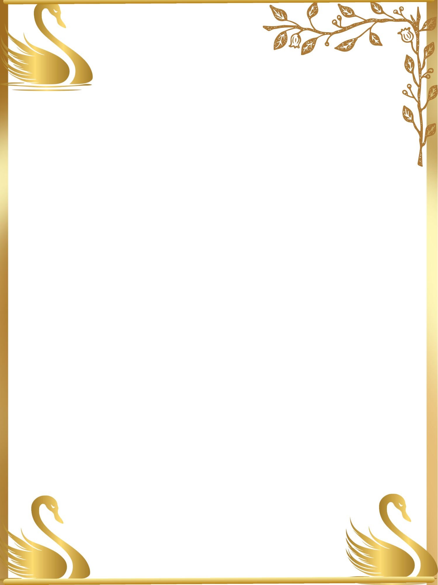 Gold Swan Flower Digital Frame Borders Print - Etsy