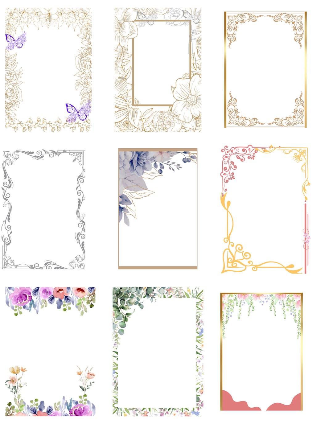 Digital Pretty Clipart Book Frame Border Designs - Etsy