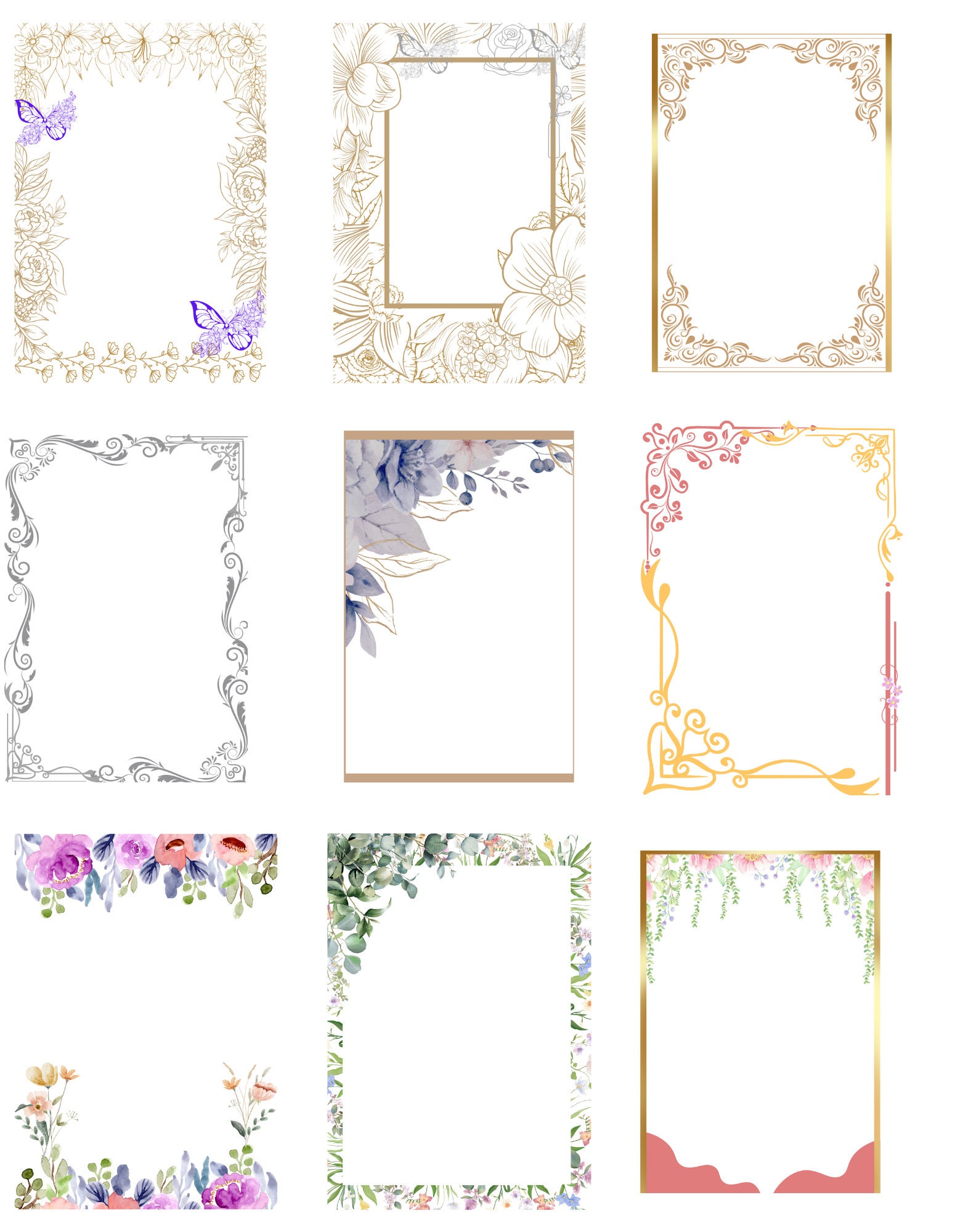 Digital Pretty Clipart Book Frame Border Designs - Etsy
