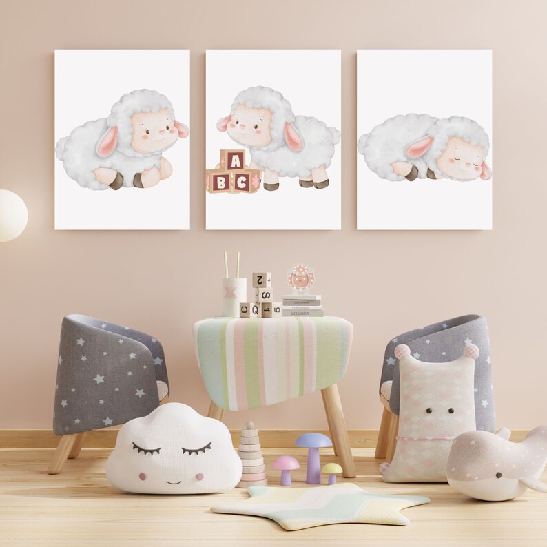 Digital Cute Sheep Baby Room Art Print - Etsy