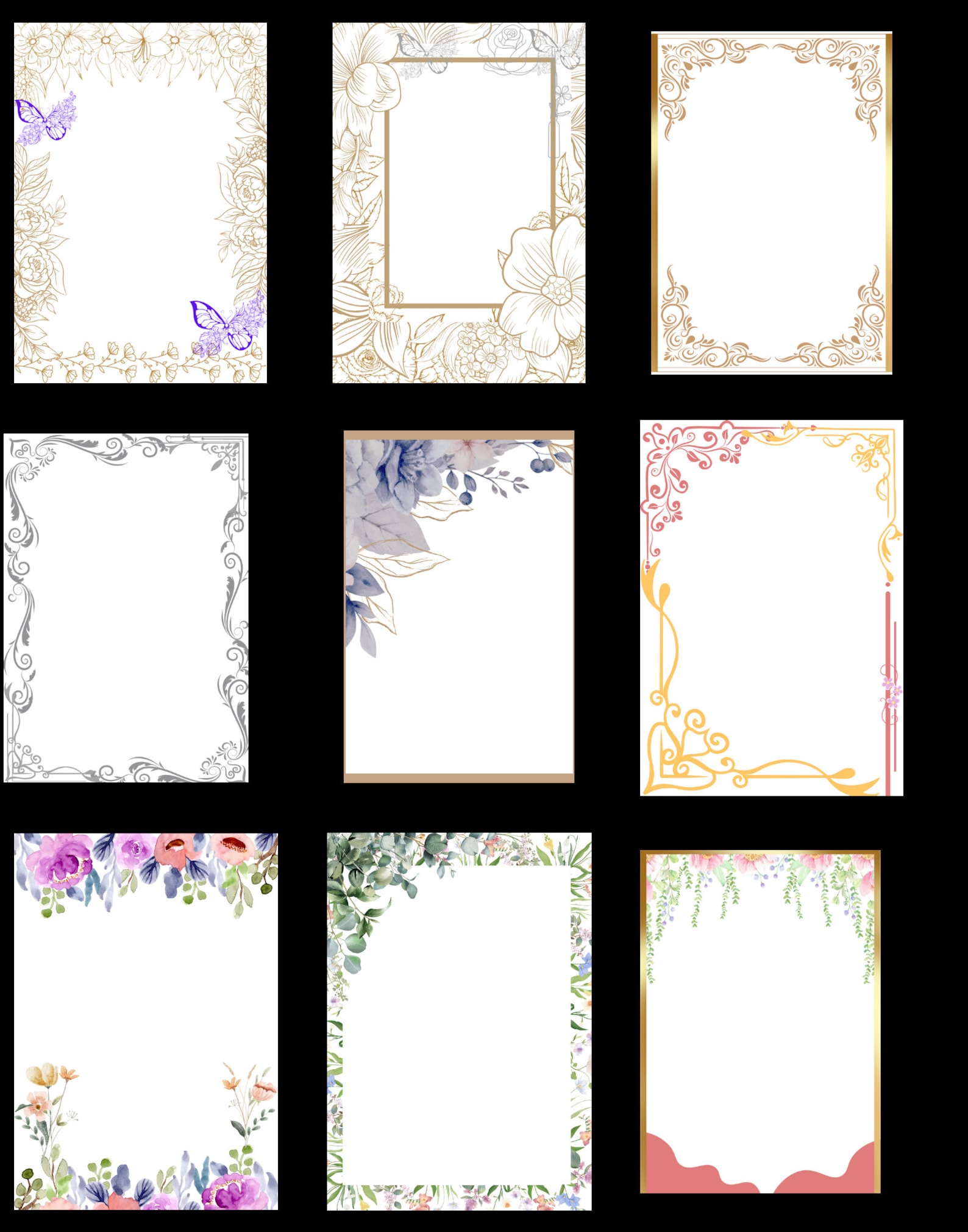 Digital Pretty Clipart Book Frame Border Designs - Etsy