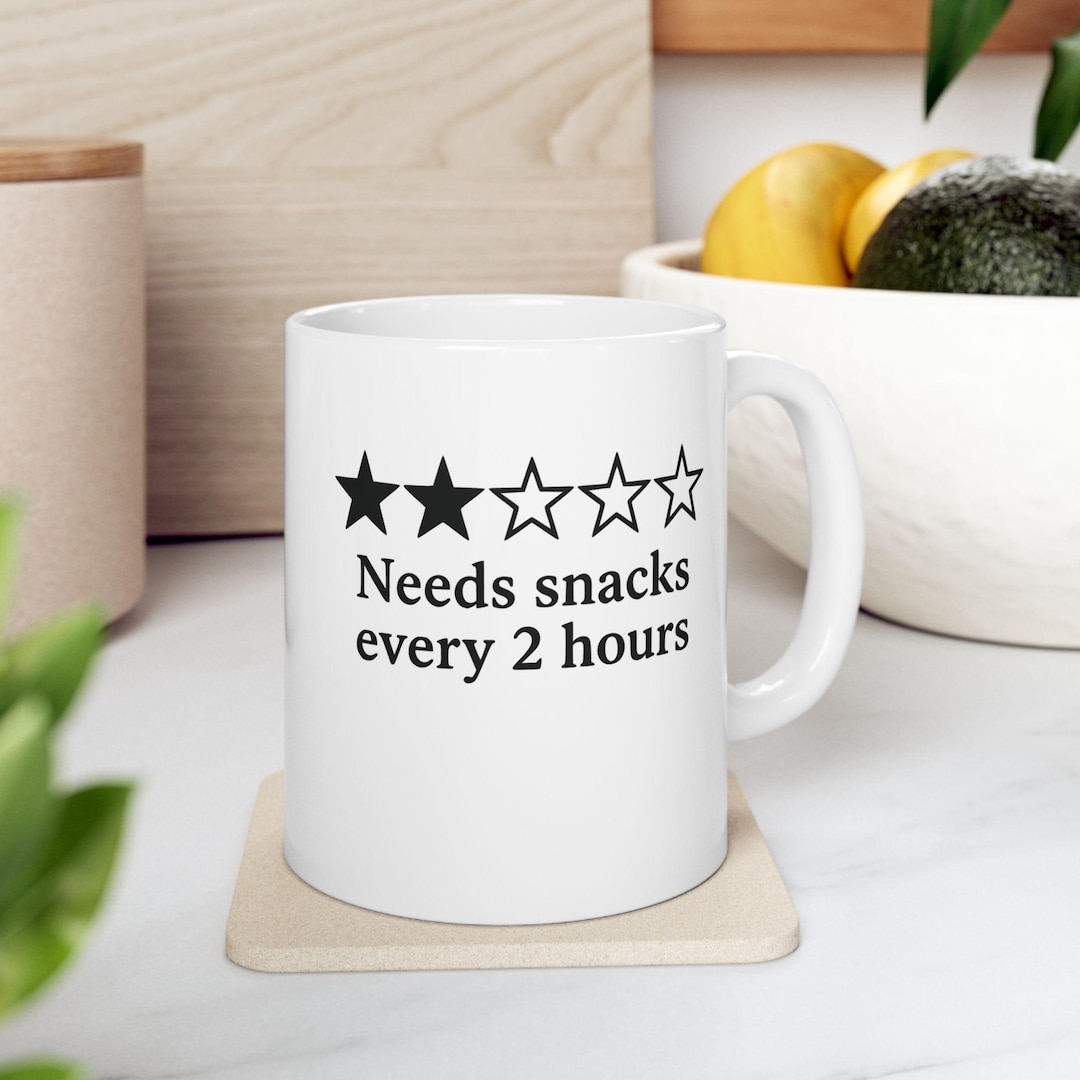 Funny Snack Lover Mug, Hangry Humor Ceramic Cup, Foodie Gift, Always ...