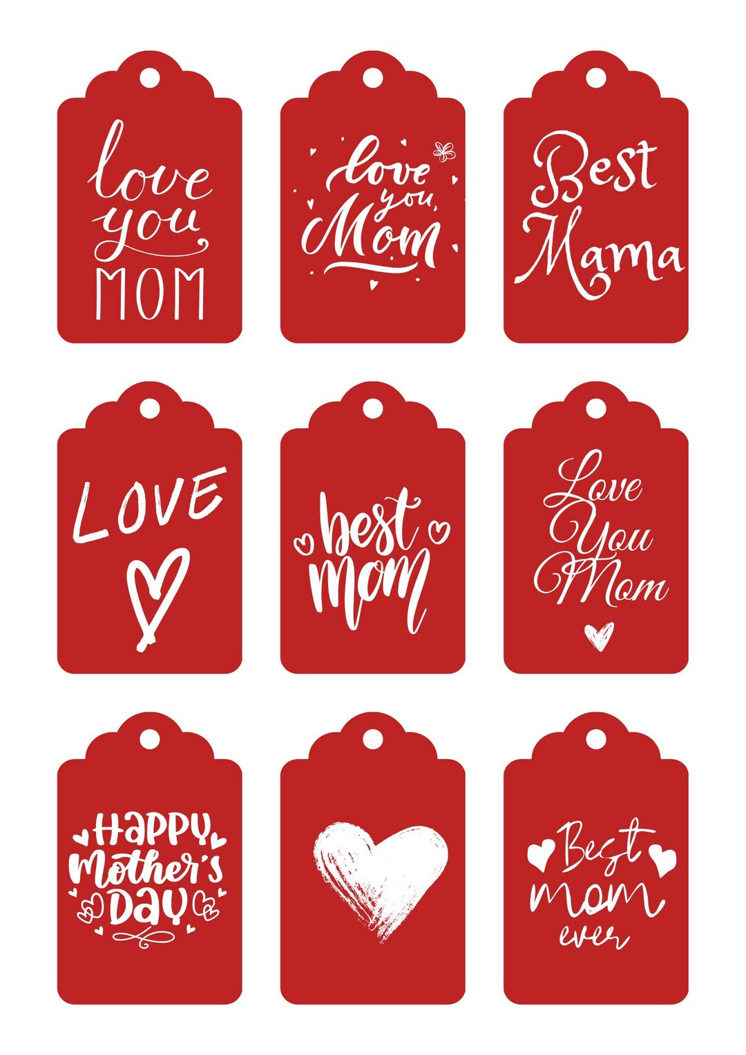 Happy Mothers Day, Printable Gift Tags, Tags for Mother's Day, Happy ...