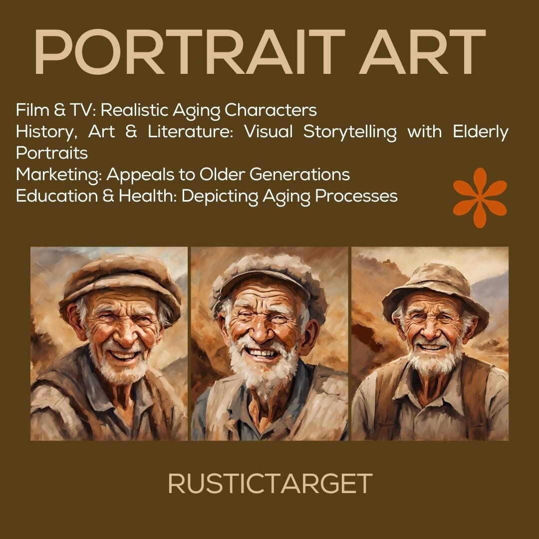 Set of 5, Portrait Wall Art, Oil Painting Portrait, Wall Art Portrait ...